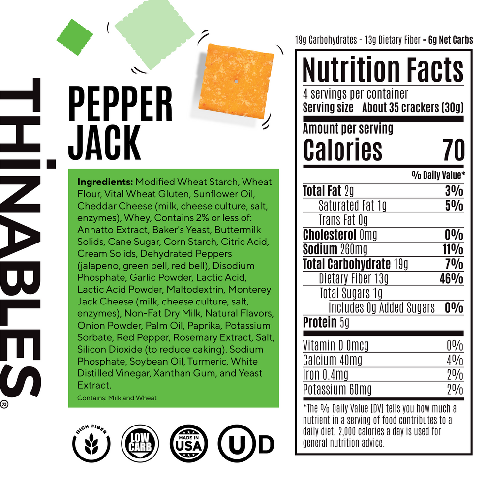 Pepper Jack Thinables – Fiber Gourmet
