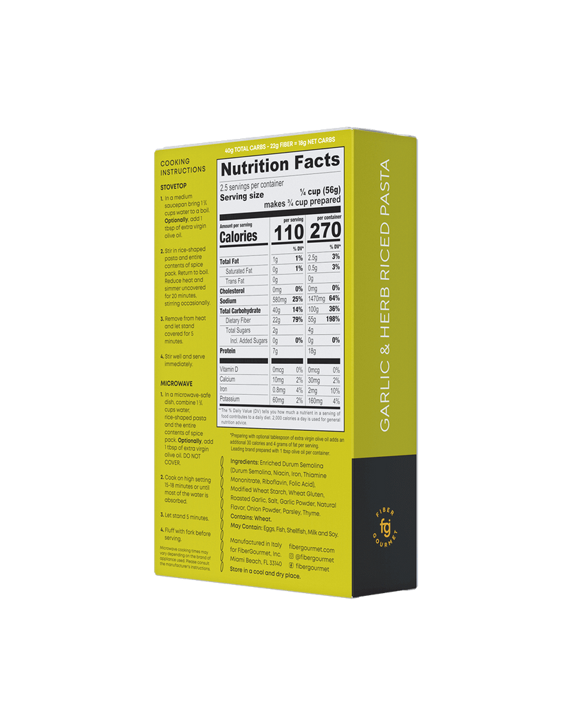 Garlic & Herb Pilaf - High Fiber, Low Calorie | Fiber Gourmet – Fiber ...
